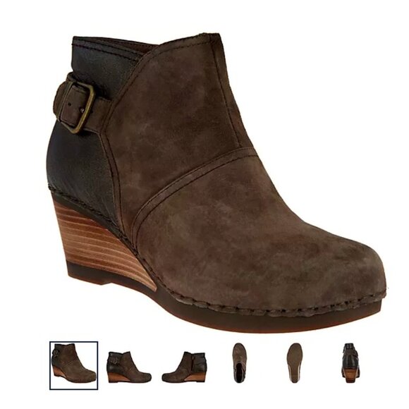 Dansko | Shoes | Dansko Womens Shirley Suede Stacked Wedge Ankle Boots ...